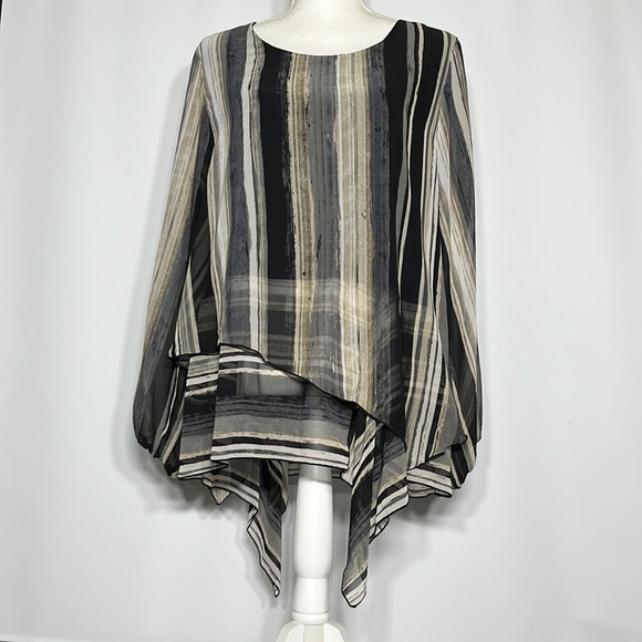 Susan Graver | Tops | Nwot Susan Graver Blouse With Long Sheer Sleeves ...